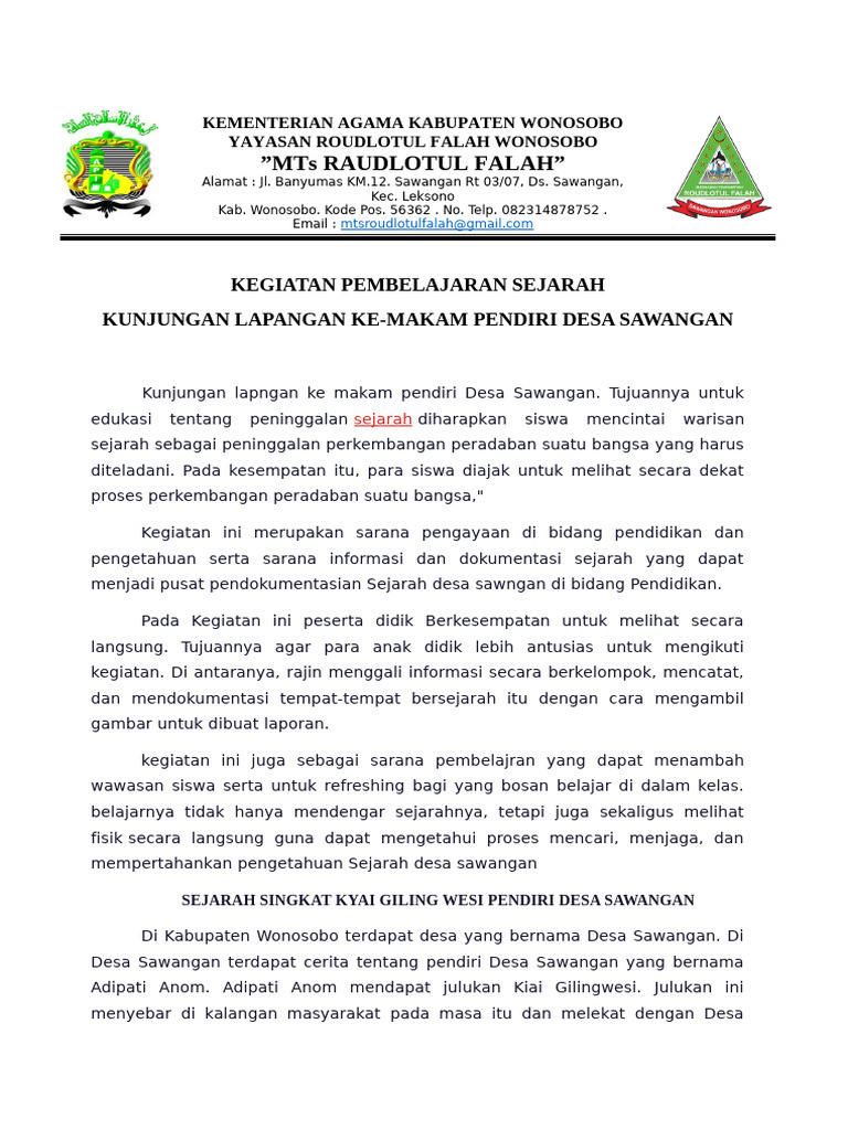 Kunjungan Sejarah ke Giling Wesi | PDF