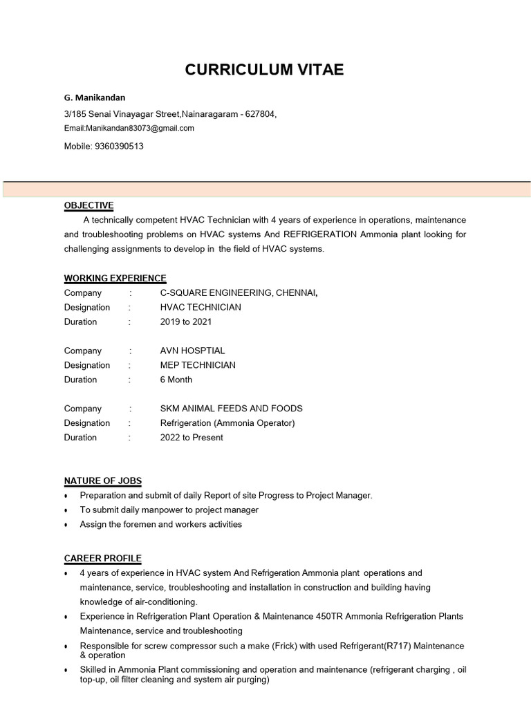 Manikandan CV | PDF