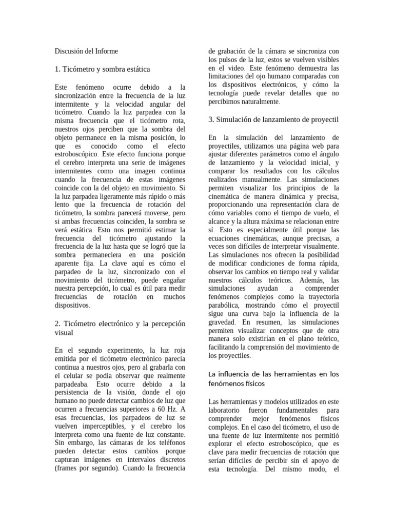 Discusión Del Informe | PDF | Frecuencia | Ligero