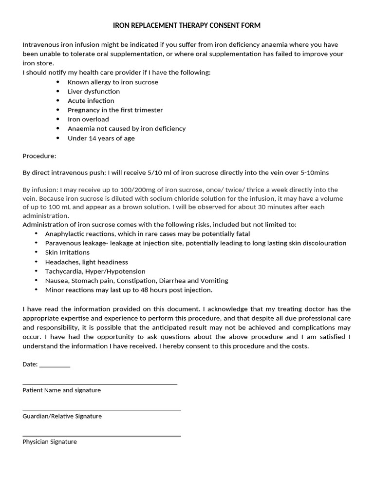 Iron Consent | PDF | Wellness