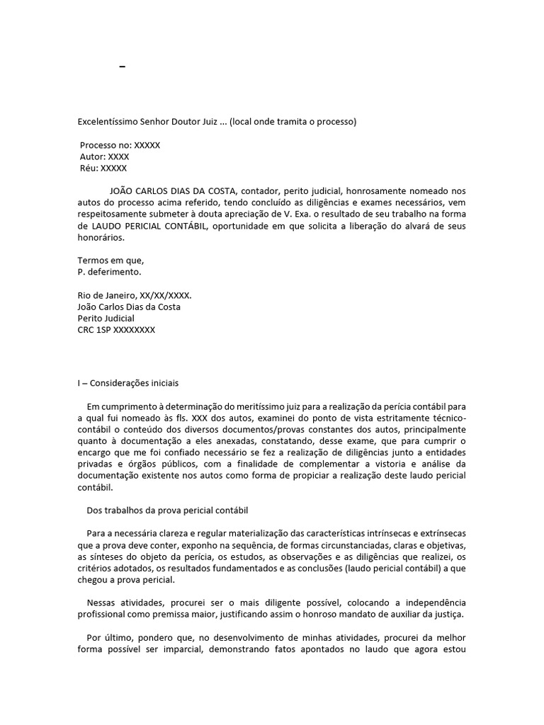 Aula 8 - Anexo 2 - Modelo de Laudo Pericial | PDF
