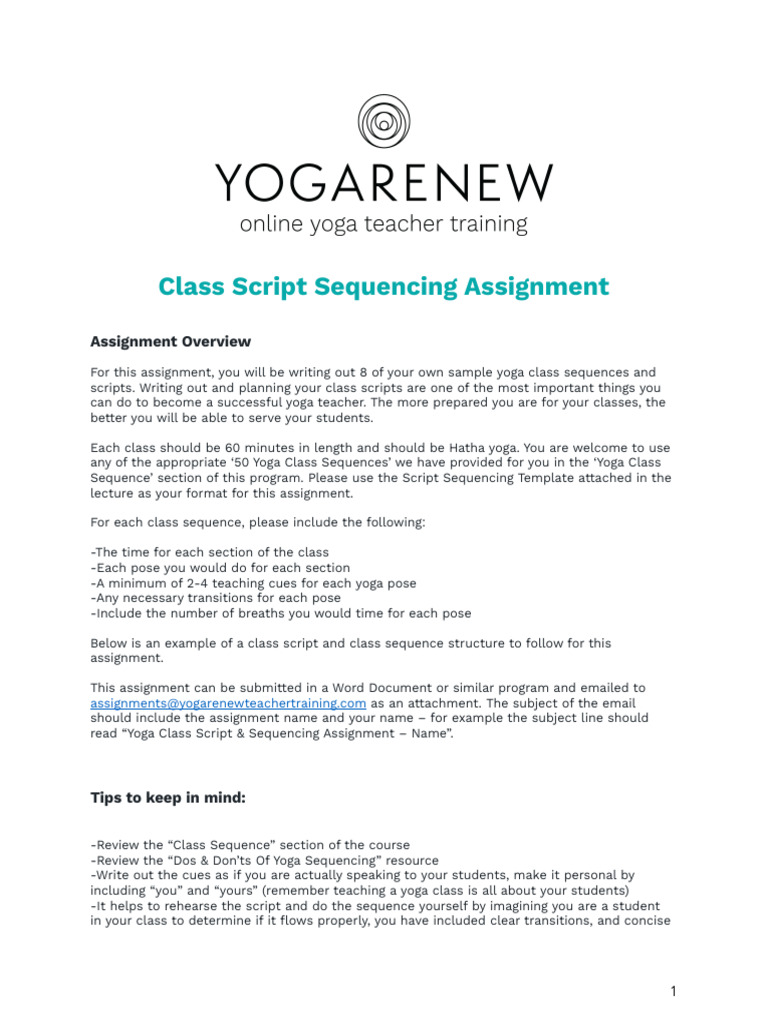 Class Script Sequencing Assignment. | PDF