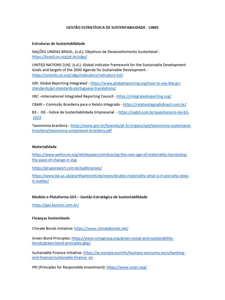 ESG e Sustentabilidade - Links V2.01 | PDF