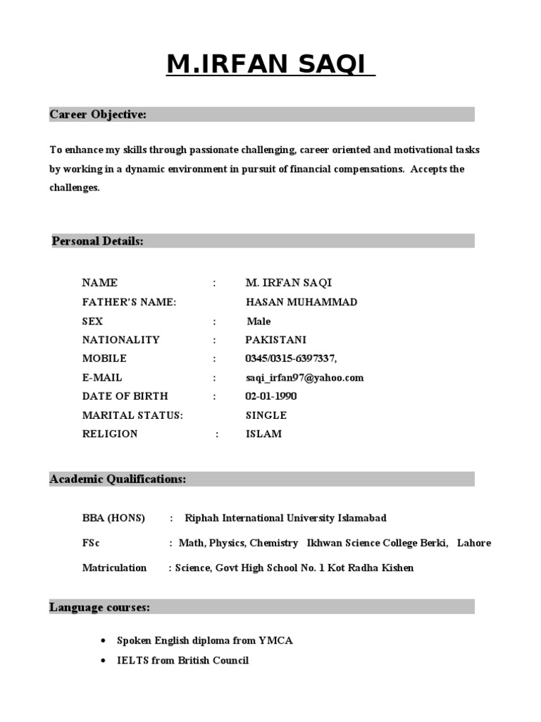 Career Profile: M. Irfan Saqi | PDF | Career & Growth | Computers