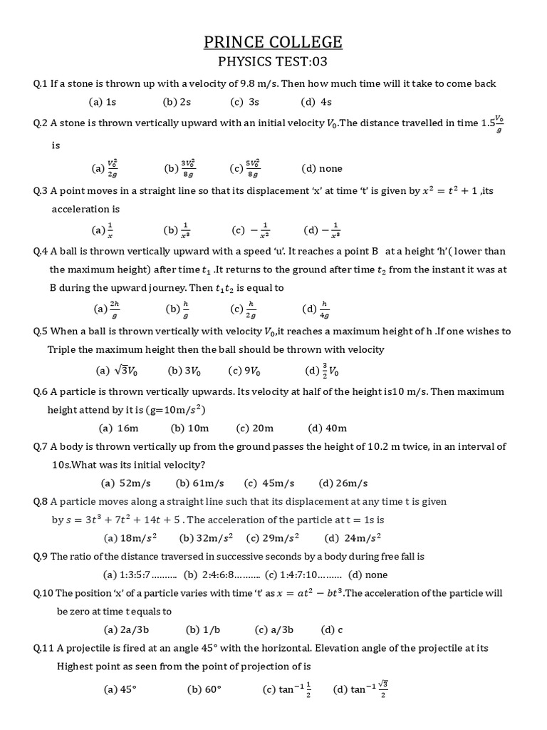 Physics questions | PDF