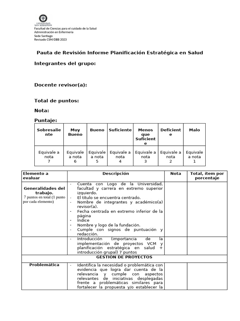 PAUTA DE EVALUACION TRABAJO PLE (2) | PDF