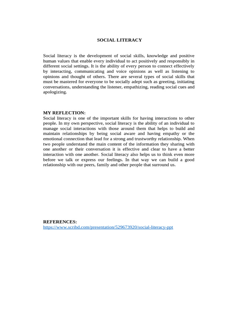 Social Literacy | PDF