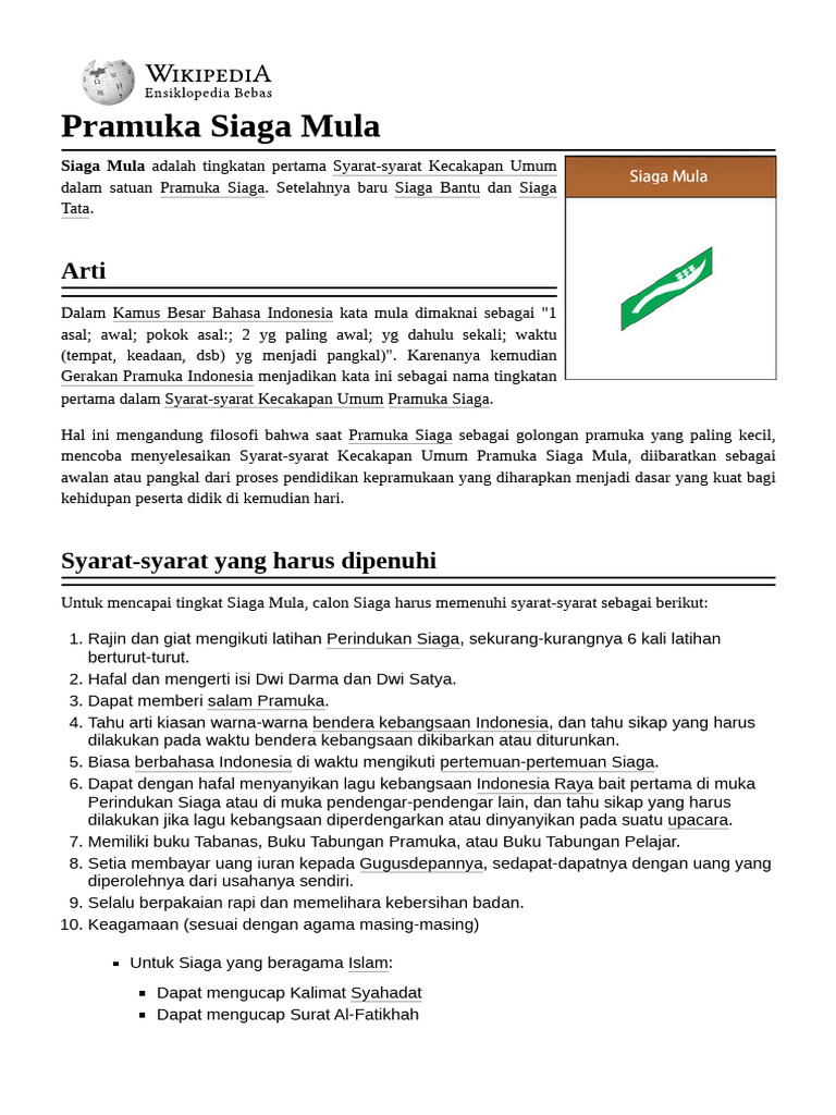 Pramuka - Siaga - Mula | PDF