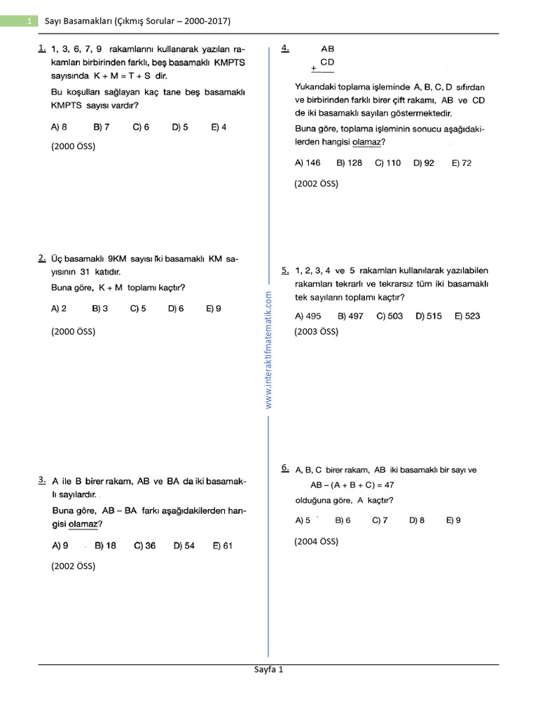 Sayi Basamaklari | PDF Sayi Basamaklari | PDF