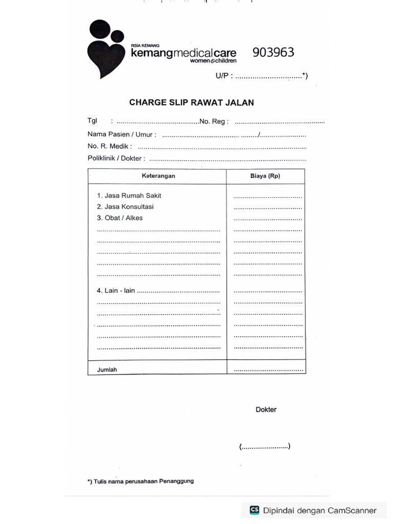 Charge Slip Rawat Jalan | PDF