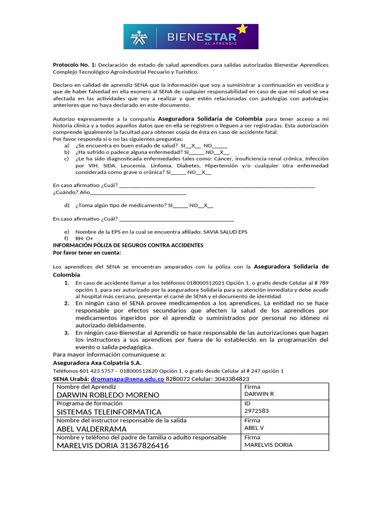 Protocolo de Salud y Compromiso | PDF