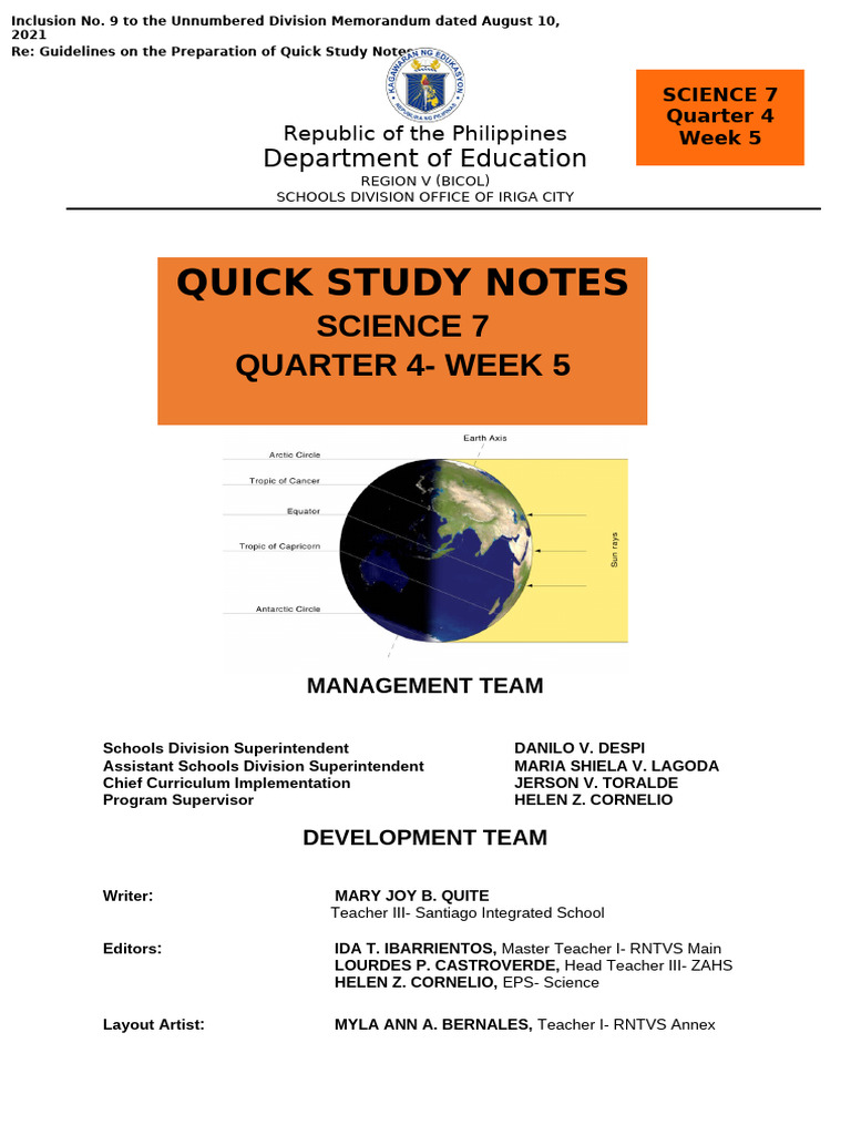 QSN Science 7 q4 Week 5 | PDF