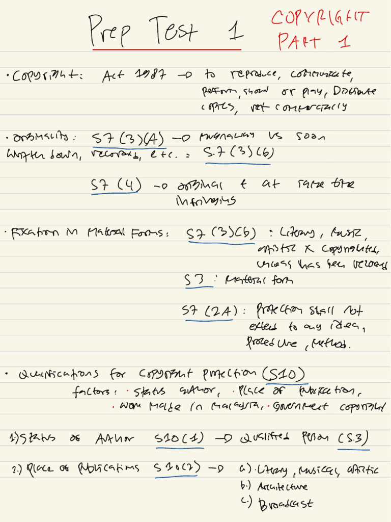 Prep Test 1 Law (Copyright) | PDF