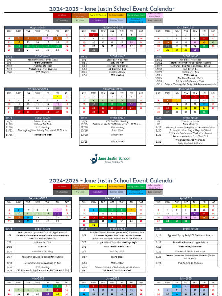 Jjs School Calendar 2024 2025 | PDF