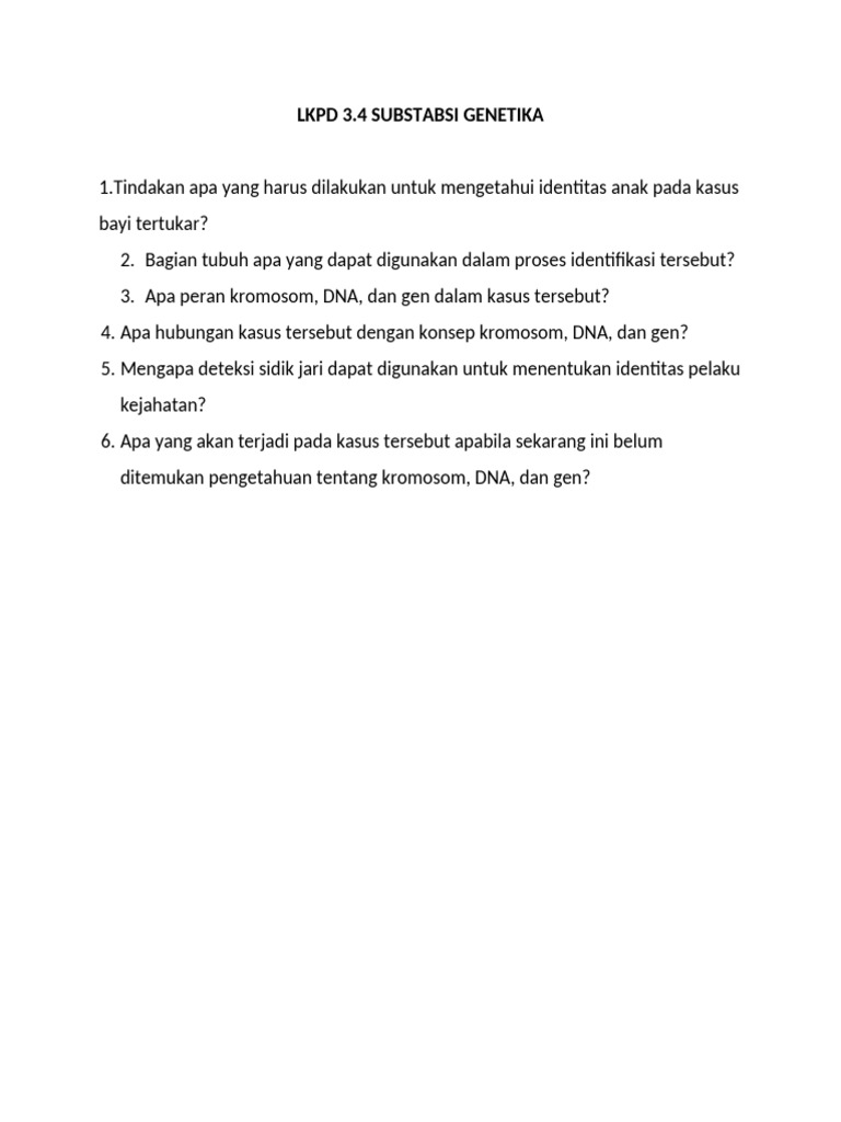 LKPD 3.4 Substansi Genetika | PDF