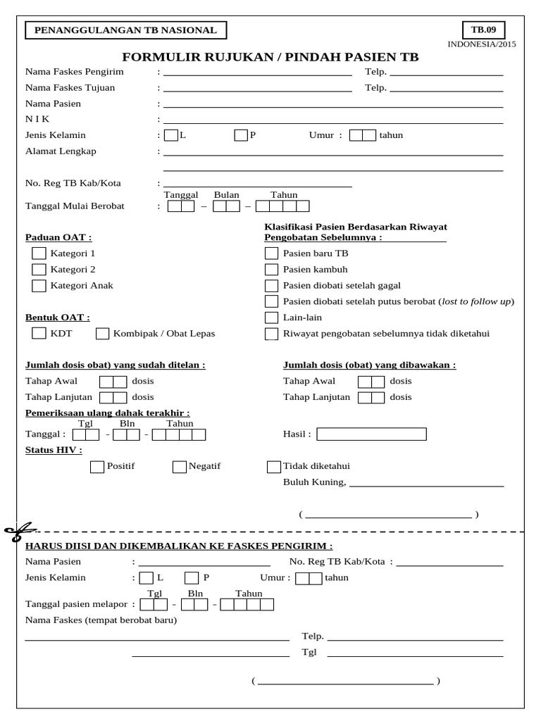 TB.09 (Formulir Rujukan or Pindah Pasien TB) | PDF