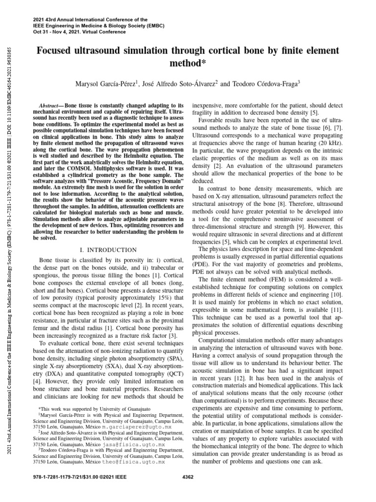 Focused Ultrasound Simulation Through Cortical Bone by Finite Element Method | PDF