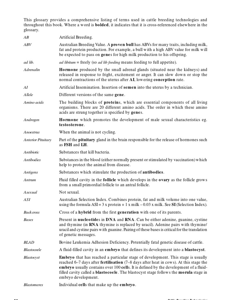 Animal Science Glossary | PDF | Genetics | Luteinizing Hormone