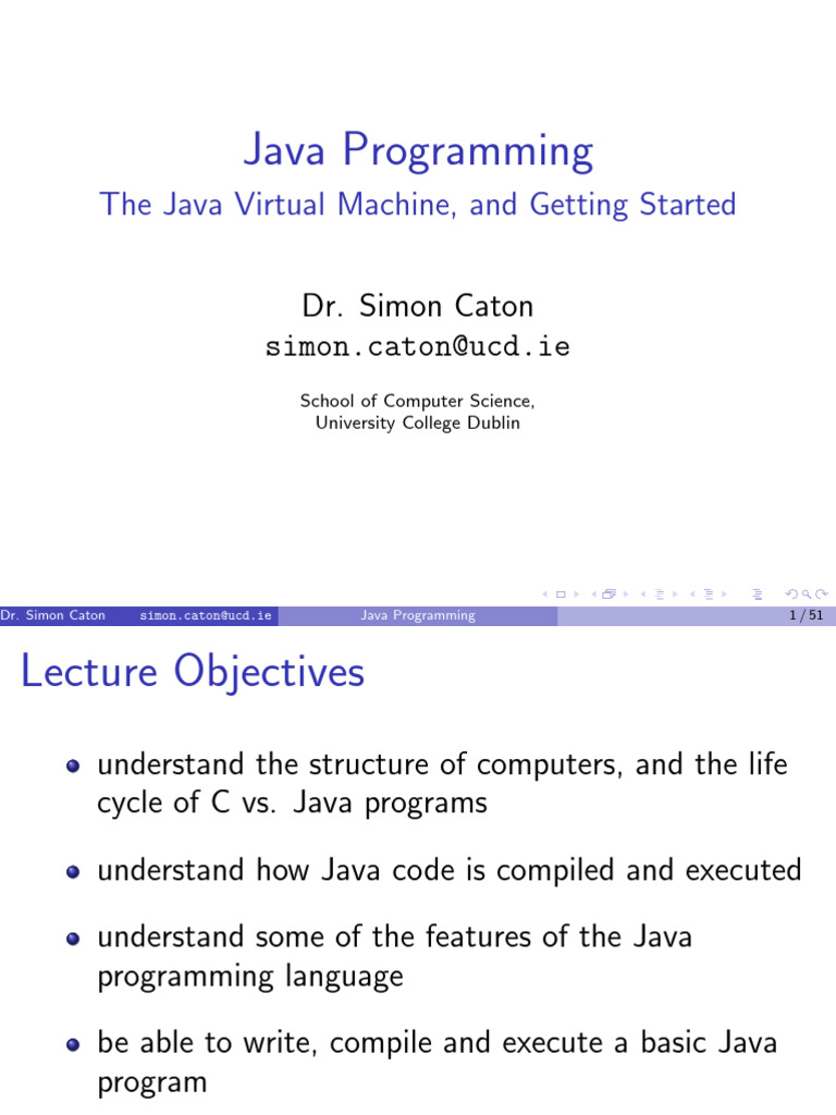 Lecture 01 - Life-Cycle of Programs and The Java Virtual Machine | PDF