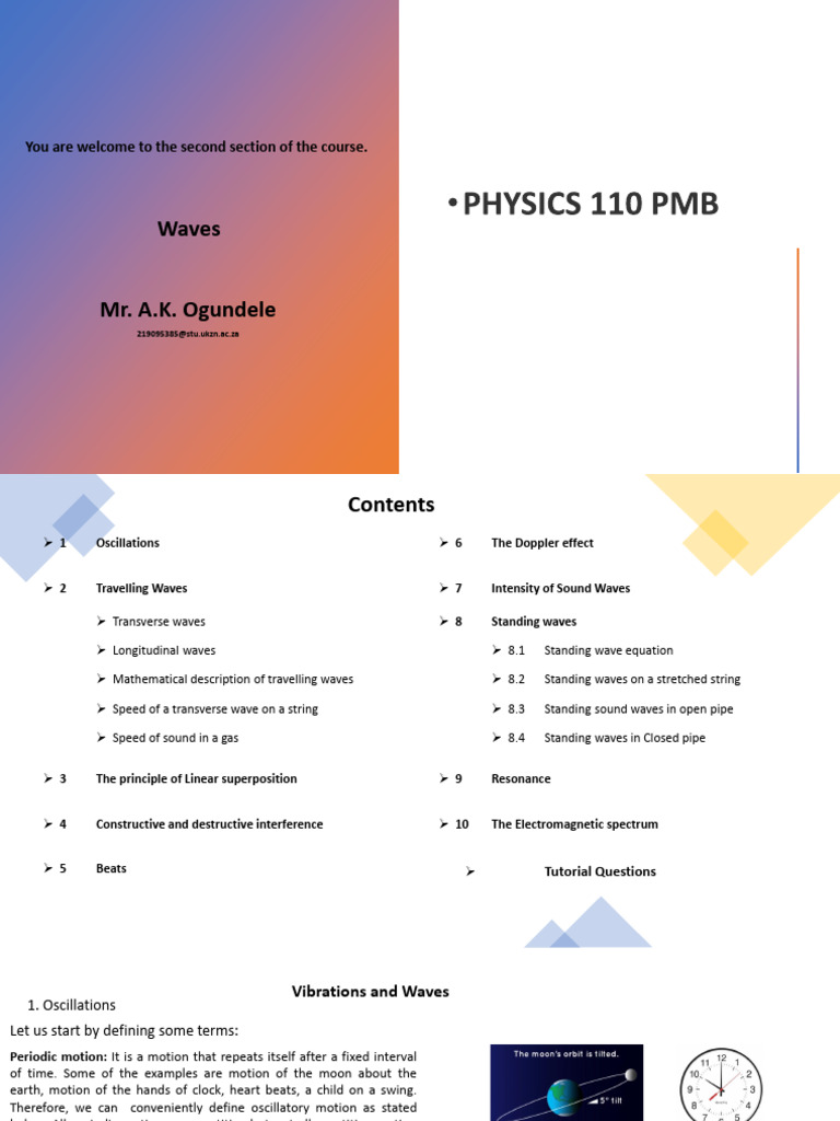 PHY110 Power Point Presentation (Lecture 1) | PDF | Waves | Science & Mathematics