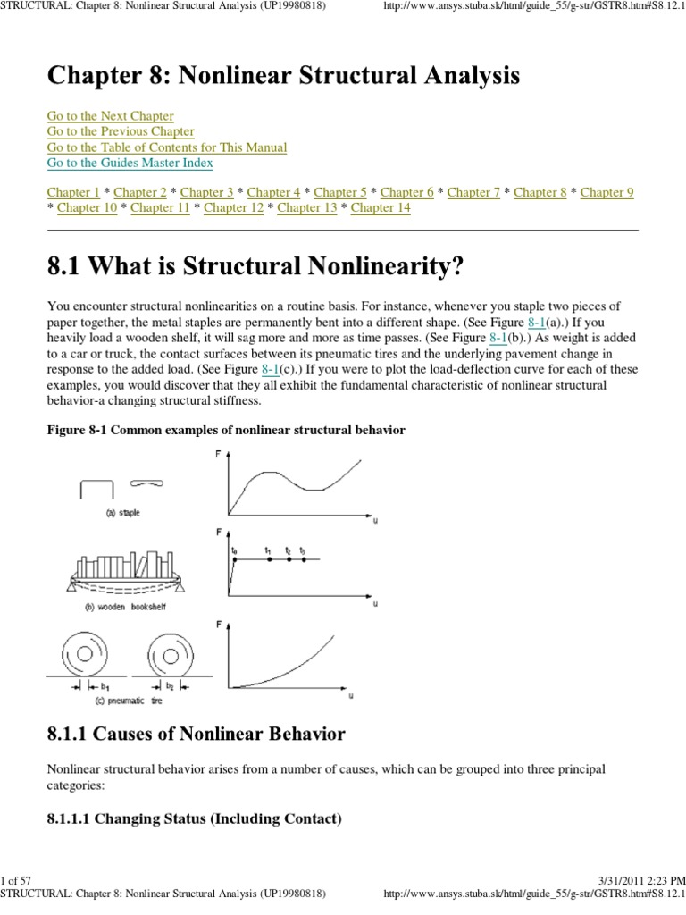 Chapter 8 - Nonlinear Structural Analysis | PDF | Viscoelasticity ...