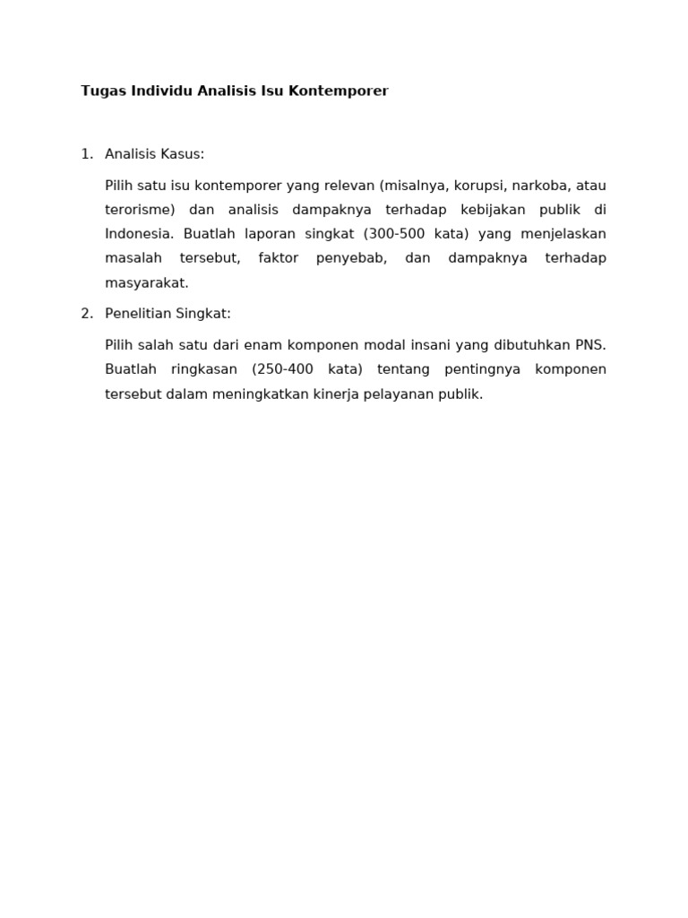 Tugas Individu Analisis Isu Kontemporer | PDF