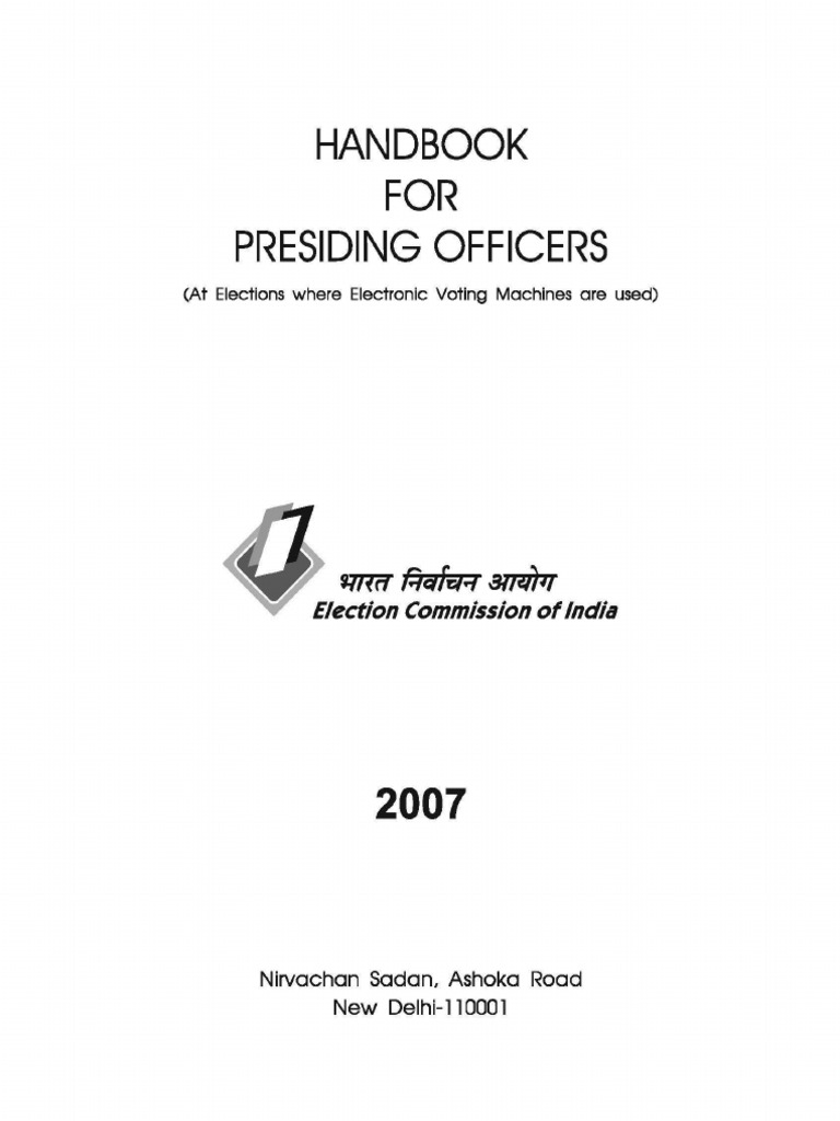 Handbook For Presiding Officers | PDF | Absentee Ballot | Voting