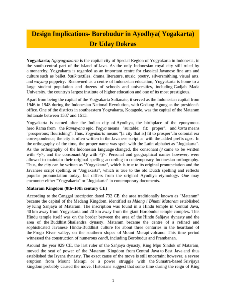 Design Implication of Borbudur in Ayodhya | PDF | History