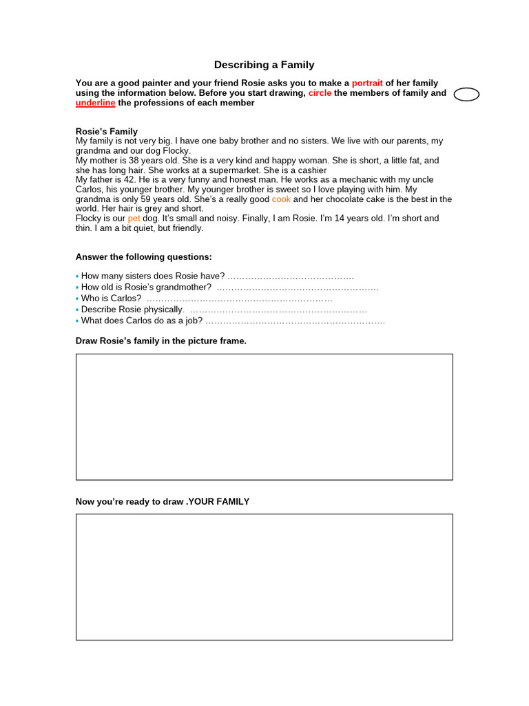 Describing A Family | PDF