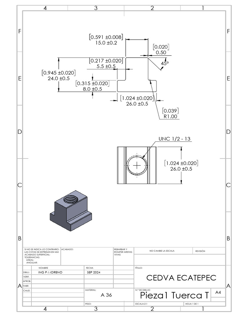 Pieza1 Tuerca T | PDF