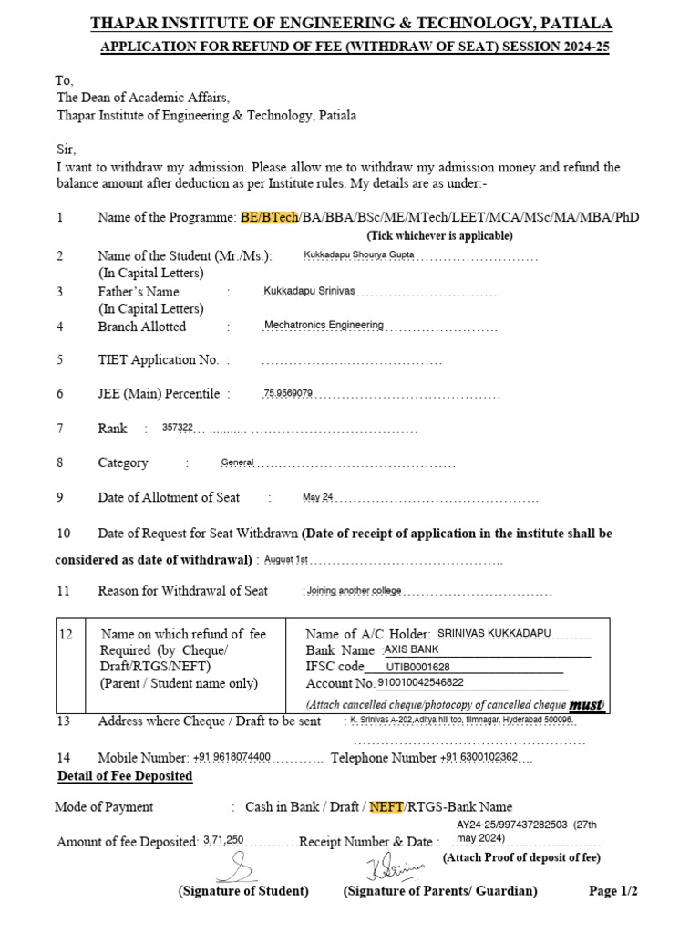 30 Withdrawal Form | PDF