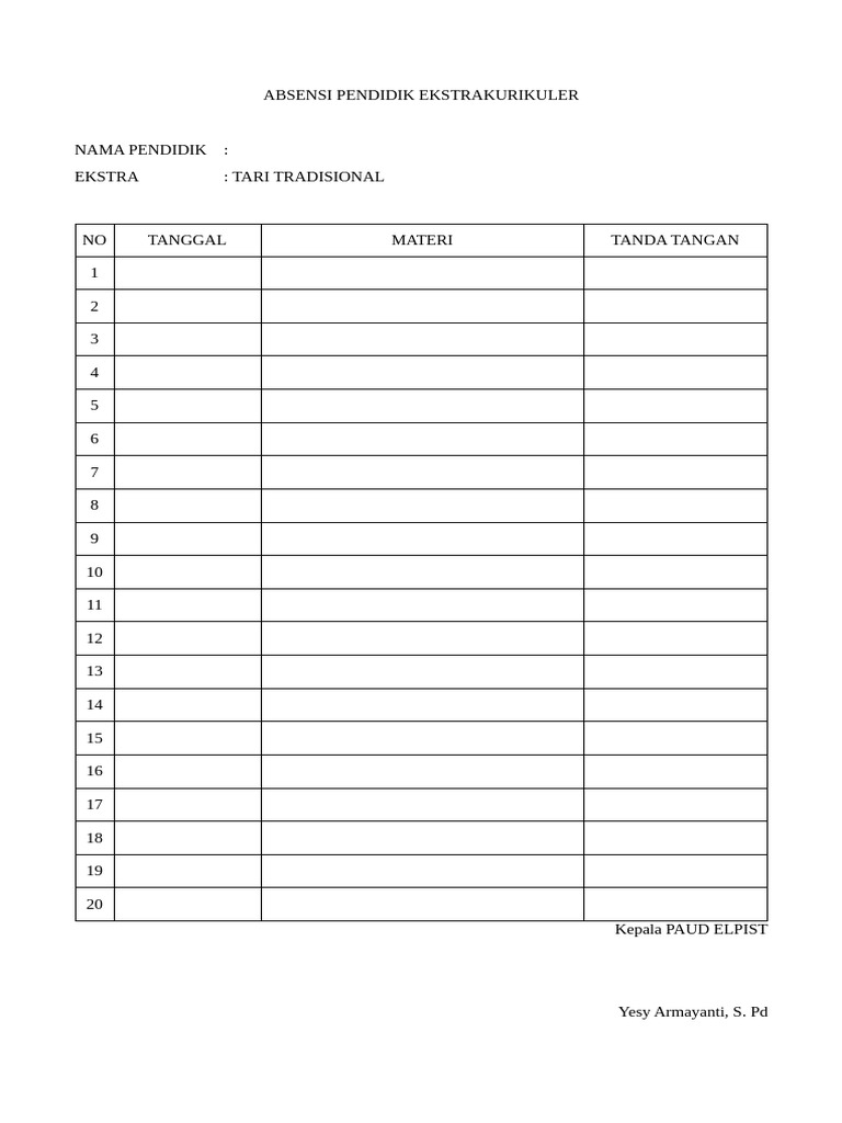 Absen Ekstra Pendidik | PDF