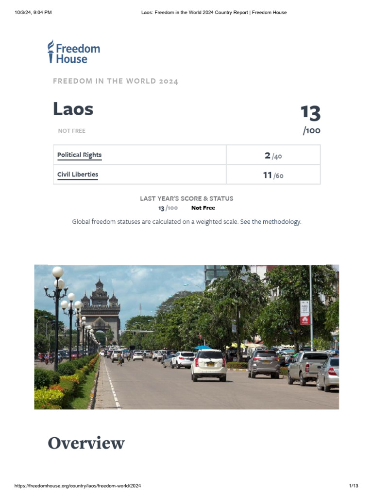 Laos - Freedom in The World 2024 Country Report - Freedom House | PDF
