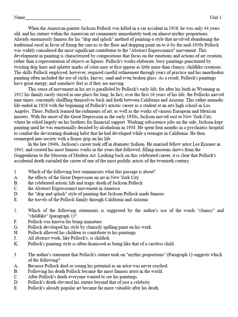 Reading Unit 1 Questions 1 - 30 (5 Stories) | PDF