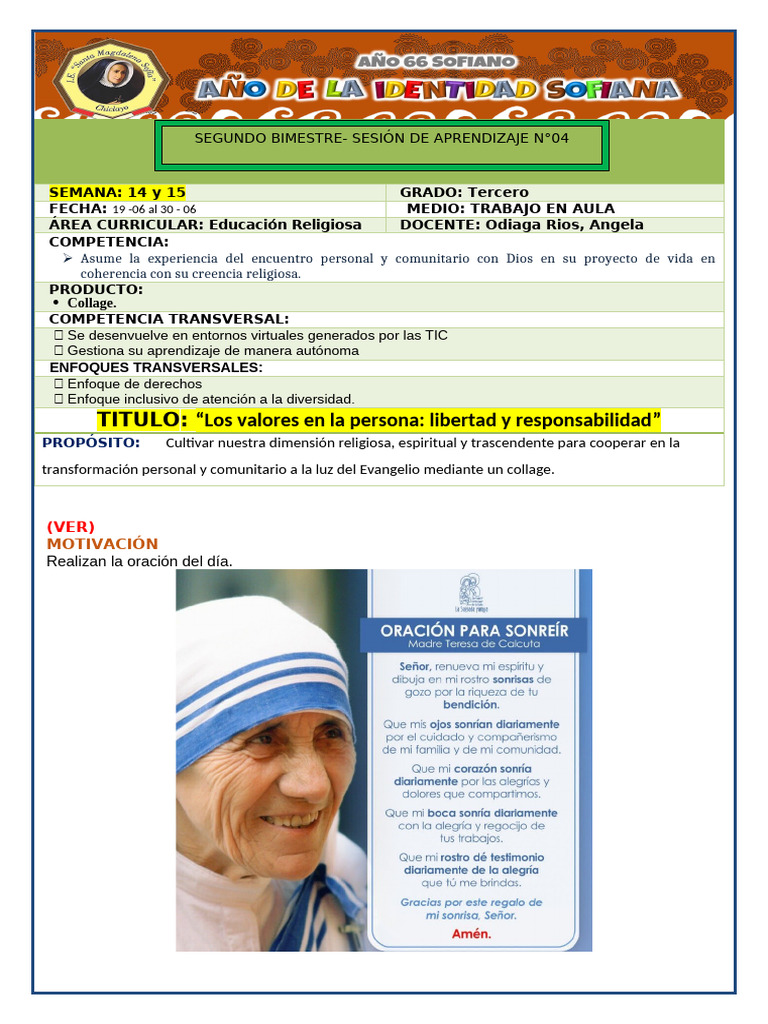 SEMANA 14 y 15 - VALORES LIBERTAD Y RESPONSABILIDAD - TER.CER GRADO | PDF