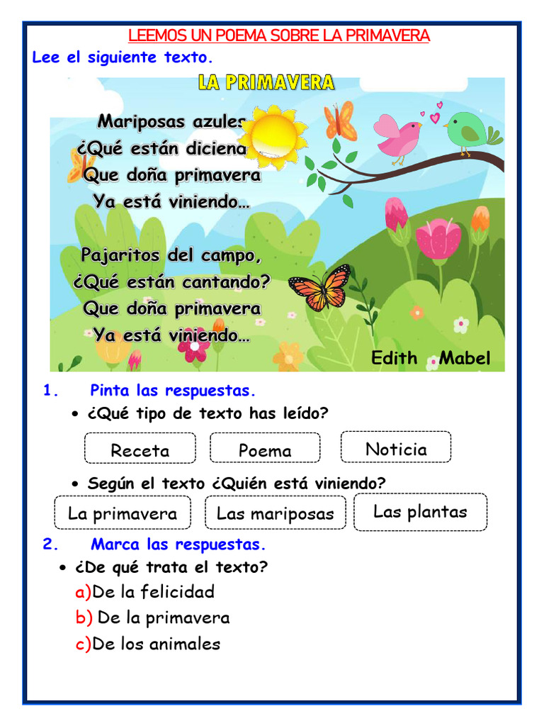 Poema Infantil sobre la Primavera | PDF