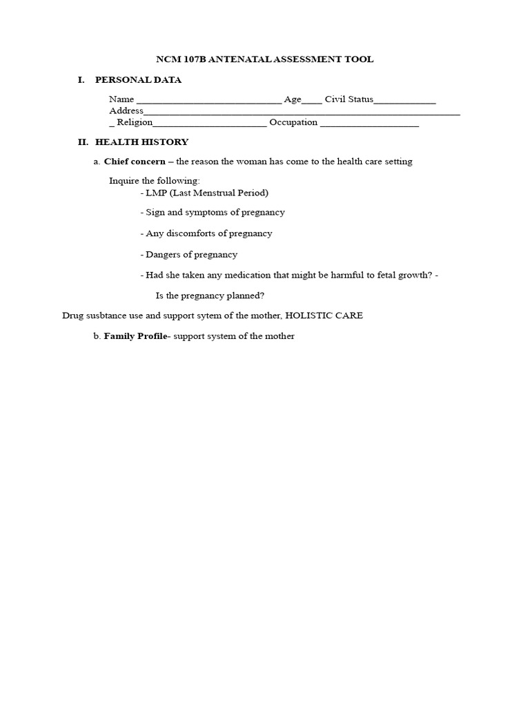 Antenatal Assessment Tool Reviewer | PDF | Pregnancy | Self-Improvement
