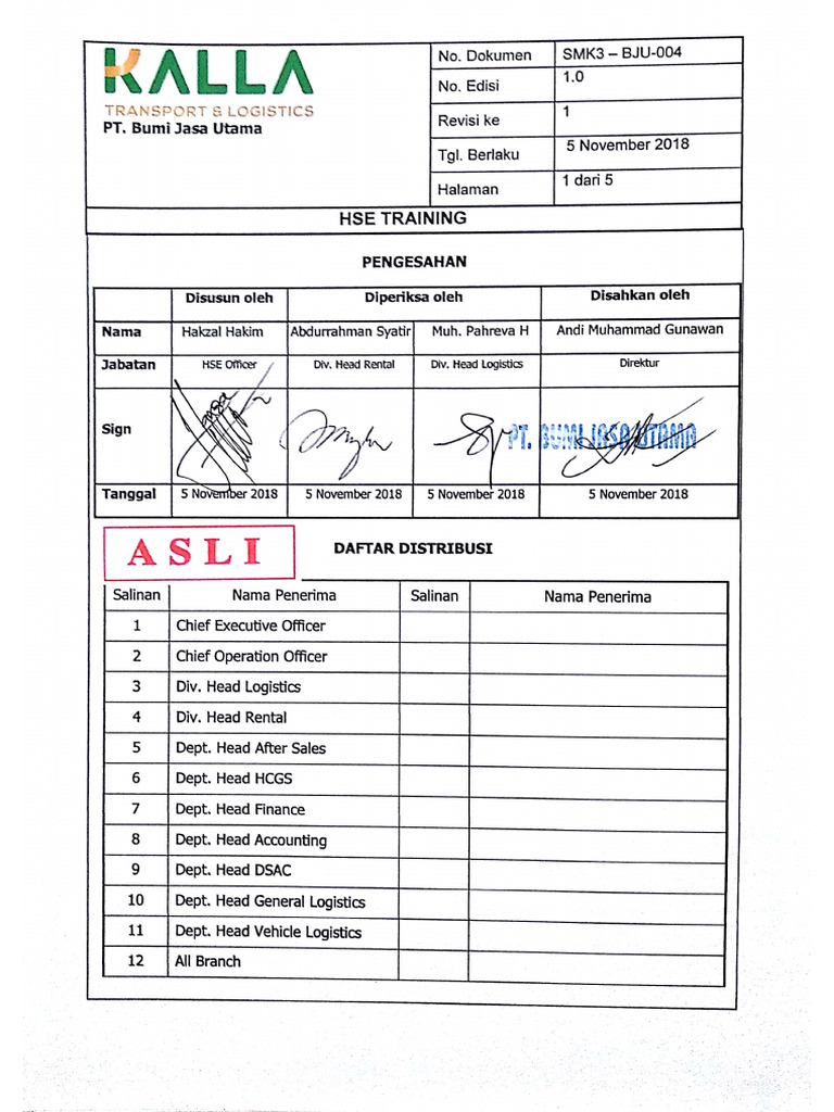 Prosedur Training | PDF