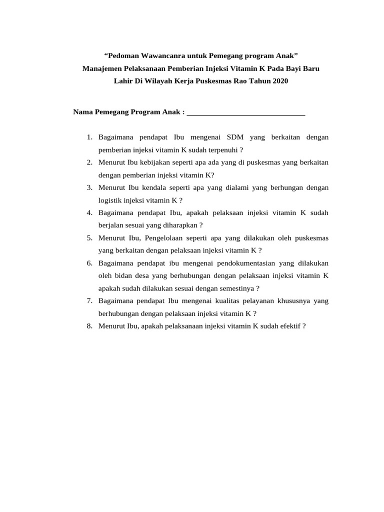 Pedoman Wawancanra Untuk Pemegang Program | PDF