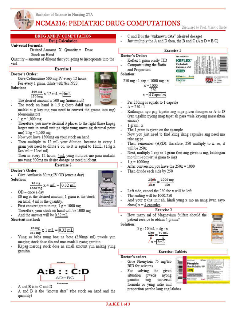 WK4 - Pediatric Drug Computations | PDF