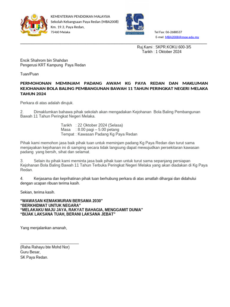 Surat KRT Paya Redan | PDF