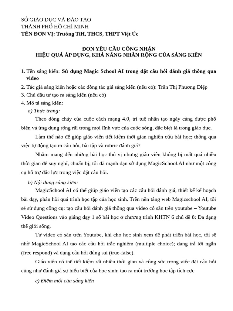 Đon Yc Cong Nhan HQSK - Kha Nang Nhan Rong | PDF