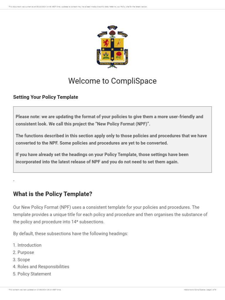Setting Your Policy Template | PDF