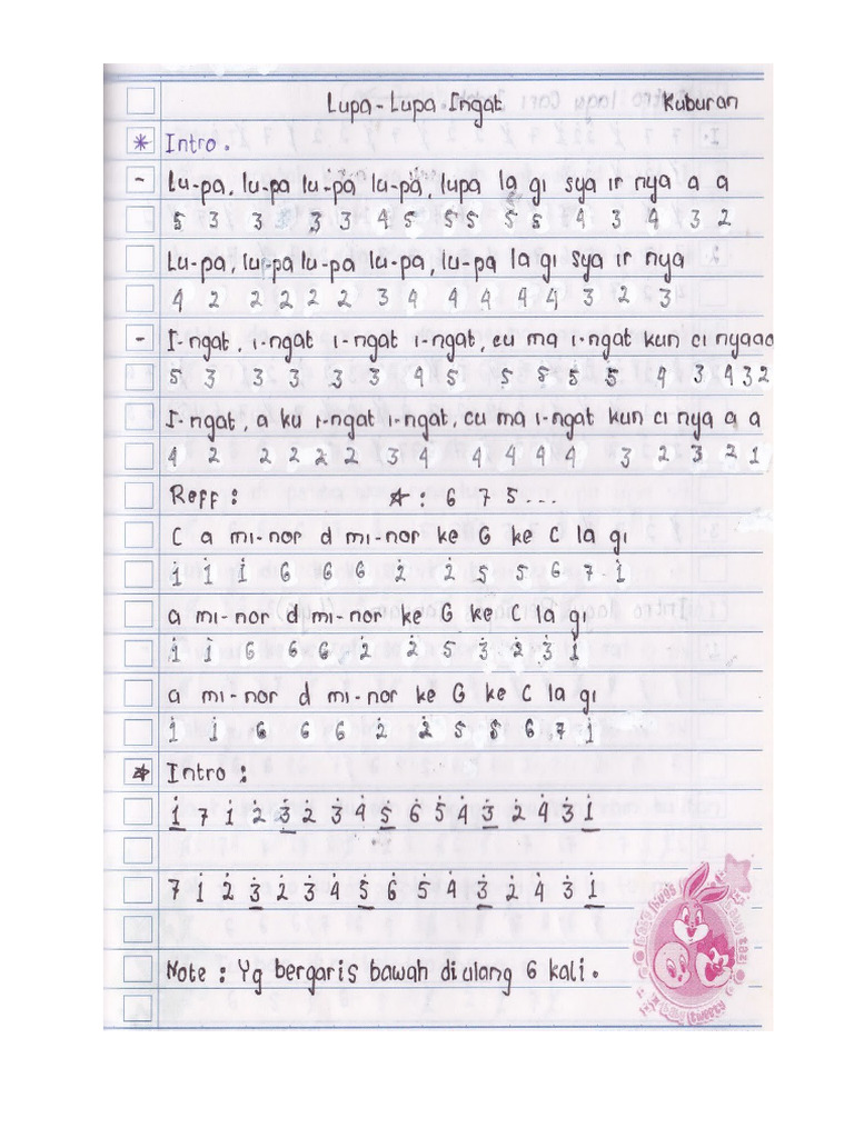 Not Lagu Pianika | PDF