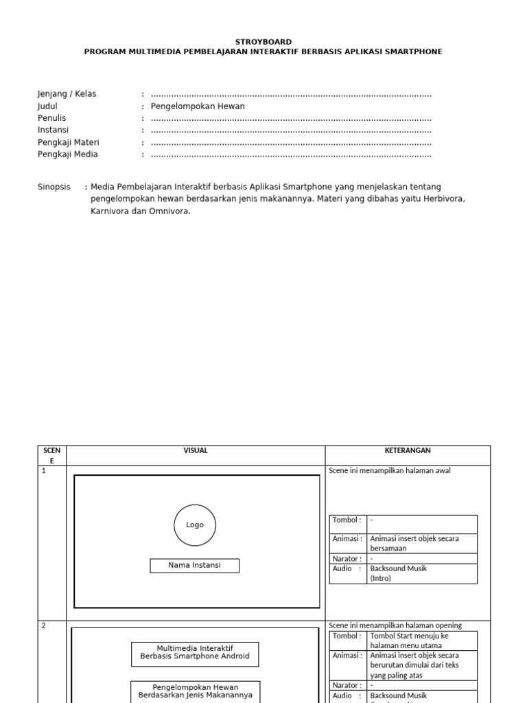 Contoh Storyboard MPI | PDF
