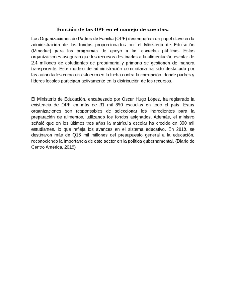 Función de Las OPF en El Manejo de Cuentas | PDF