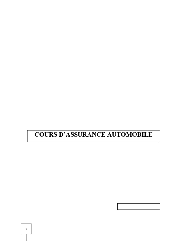 COURS ASSURANCE AUTOMOBILE Ver 2 | PDF
