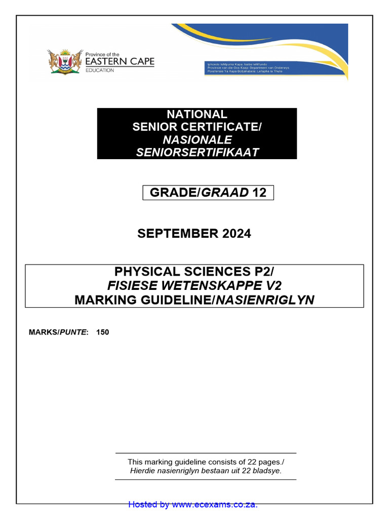 PHYS SCIENCES P2 MEMO SEPT2024 - Afr+Engl | PDF