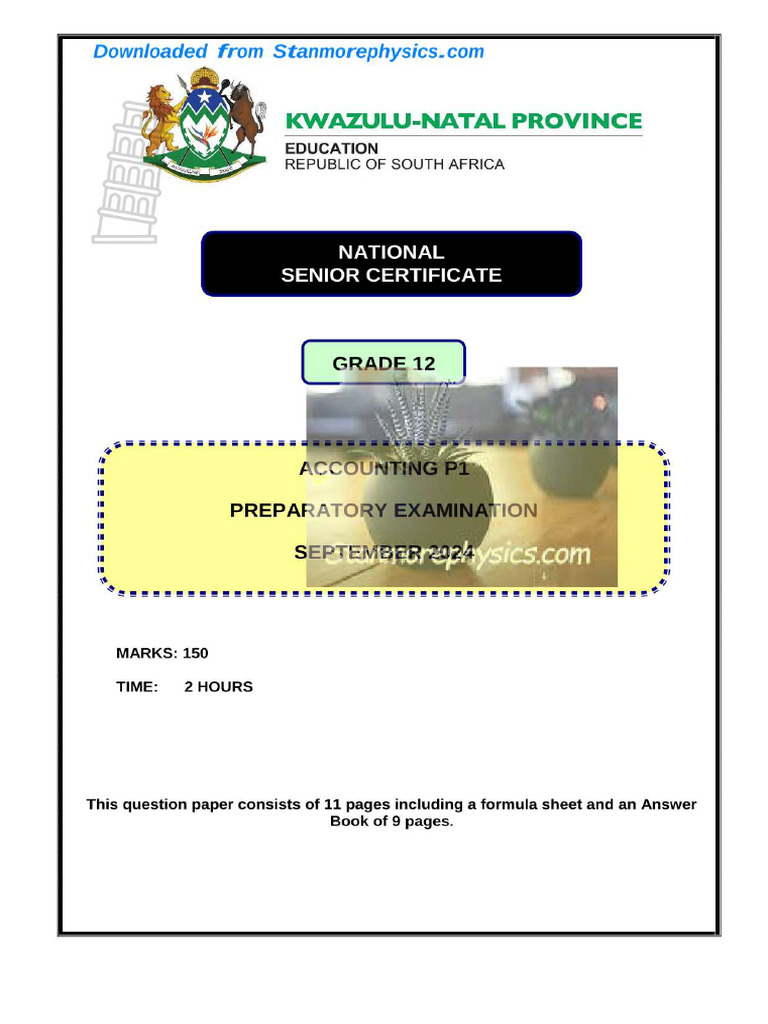 KZN Accounting Grade 12 September 2024 P1 and Memo | PDF