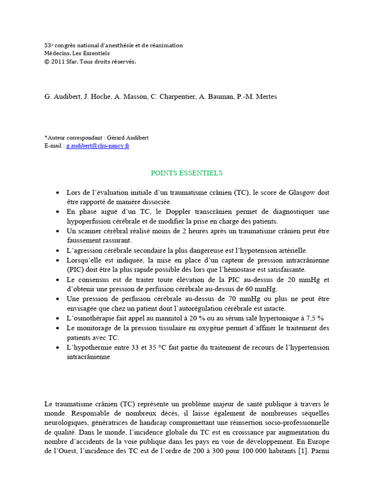 Traumatisme Cranien | PDF